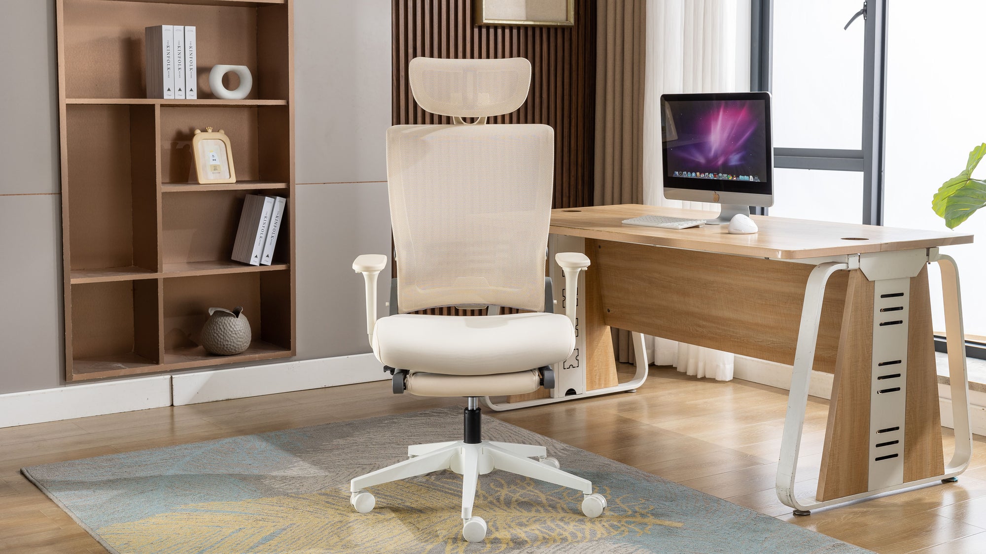 Foldable Ergonomic Office Chair with Footrest, High Back Computer Chai